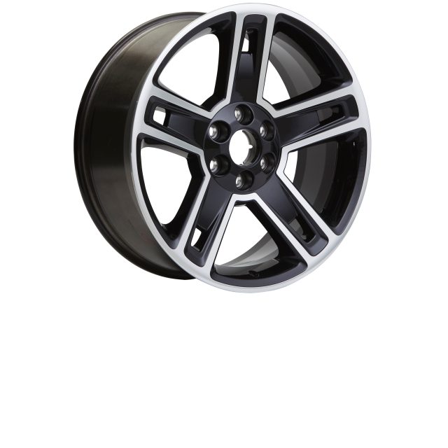 22x9-Inch Aluminum 5-Split-Spoke Wheels in Ultra Bright Machined Gloss ...